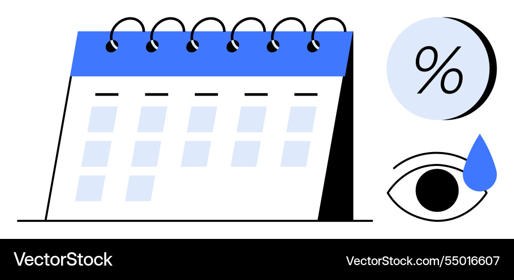 Calendar with spiral binding percentage symbol Vector Image