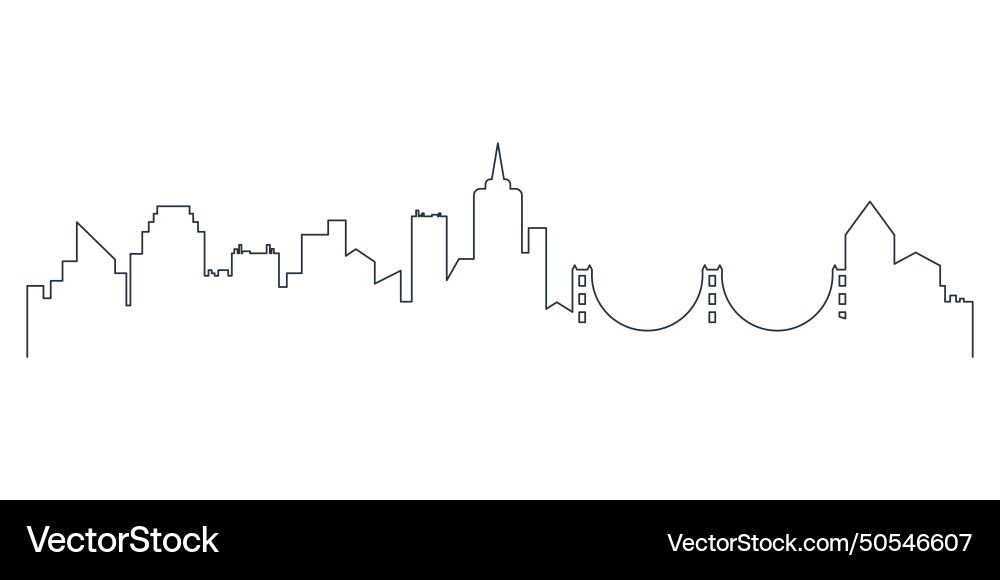 City skyline black line pattern with silhouettes Vector Image