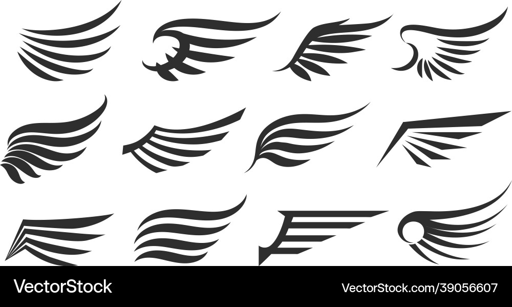 Emblems retro wings Royalty Free Vector Image - VectorStock