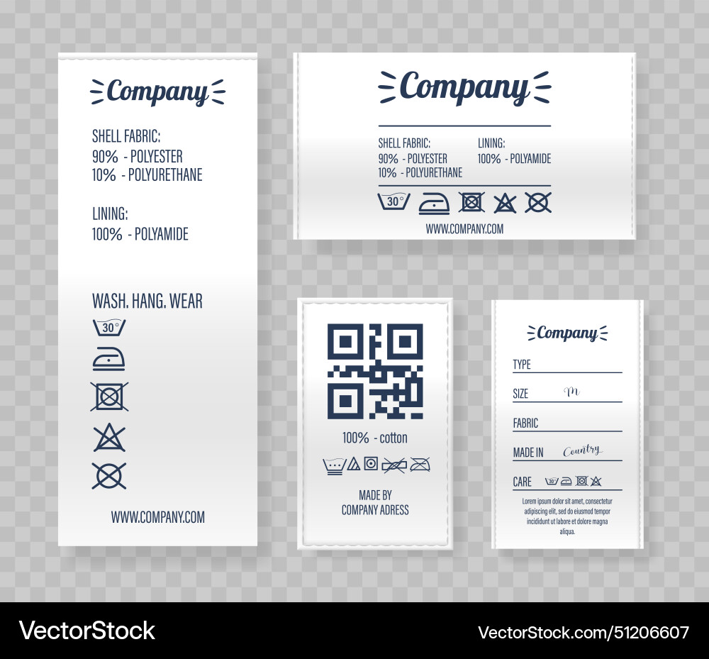 Four detailed clothing labels featuring fabric Vector Image