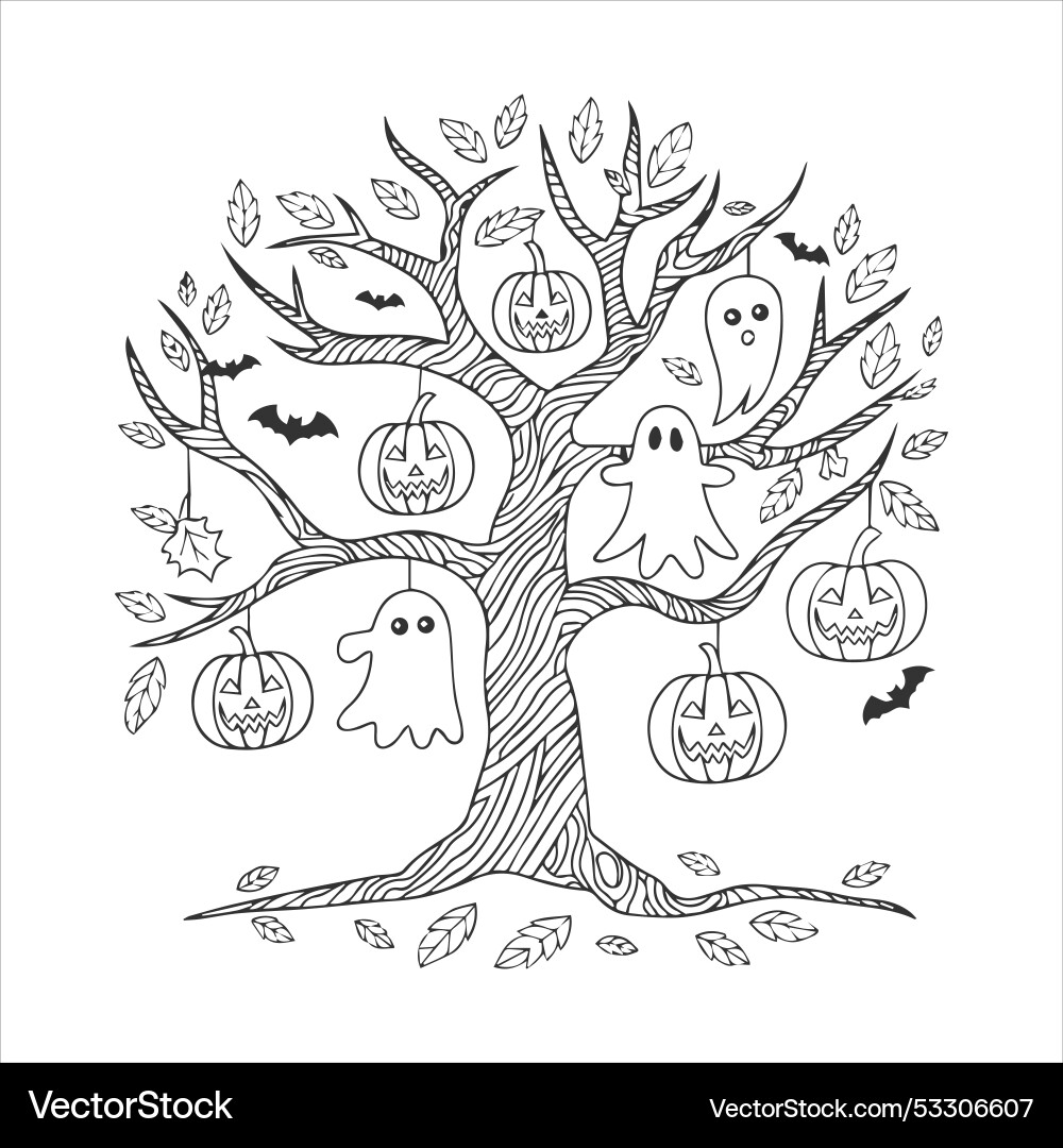 Halloween tree design Royalty Free Vector Image
