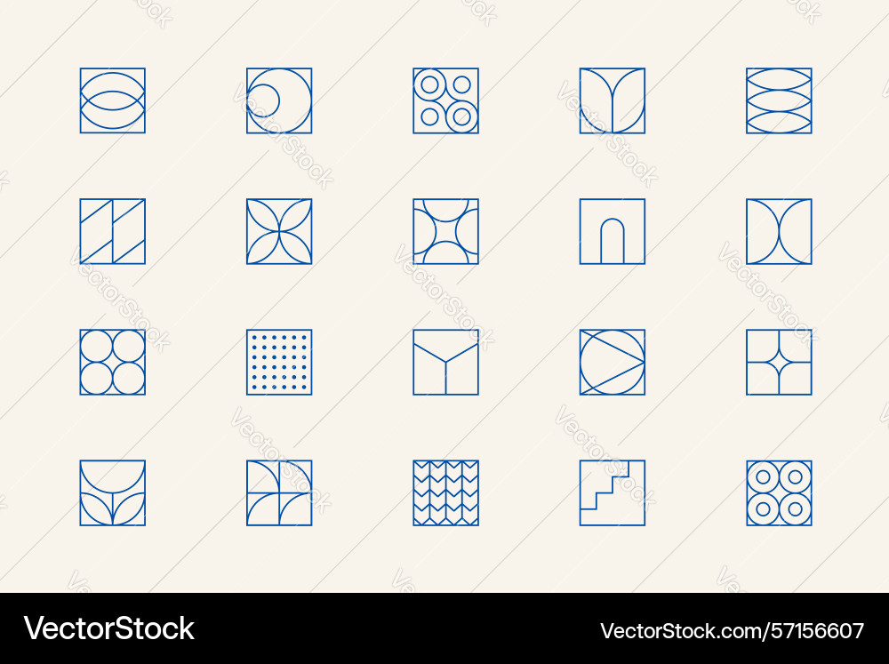 Linear geometric shapes set Royalty Free Vector Image