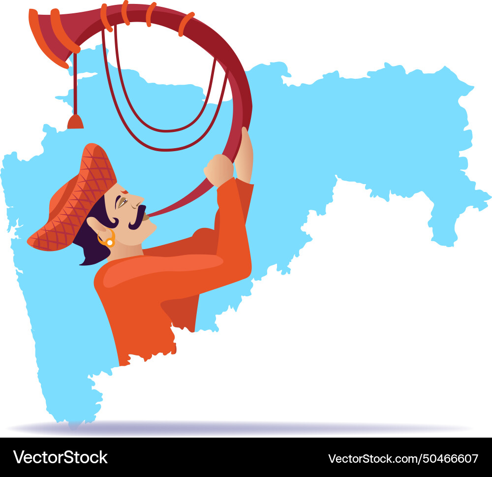 Maharashtra tutari man with map Royalty Free Vector Image