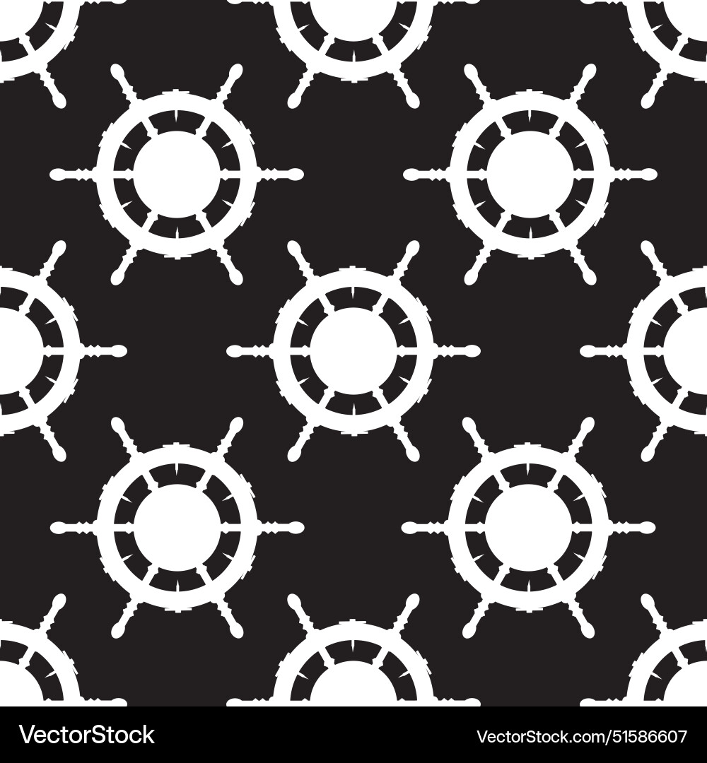 Marine seamless pattern with ship steering wheel Vector Image
