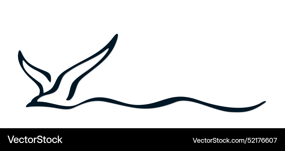 Seagull symbol in the sea Royalty Free Vector Image