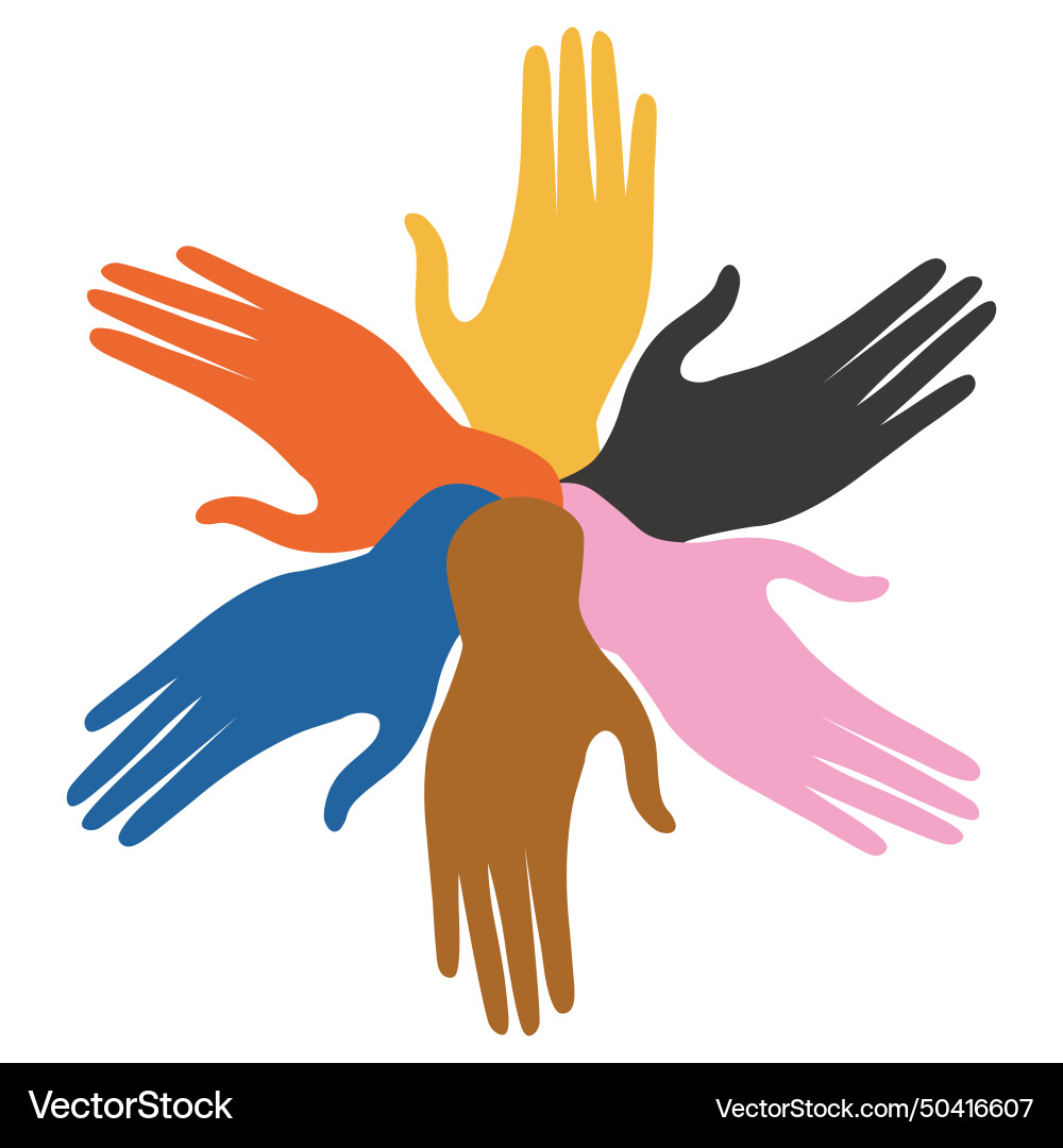 Voting hands hand drawn different united races Vector Image