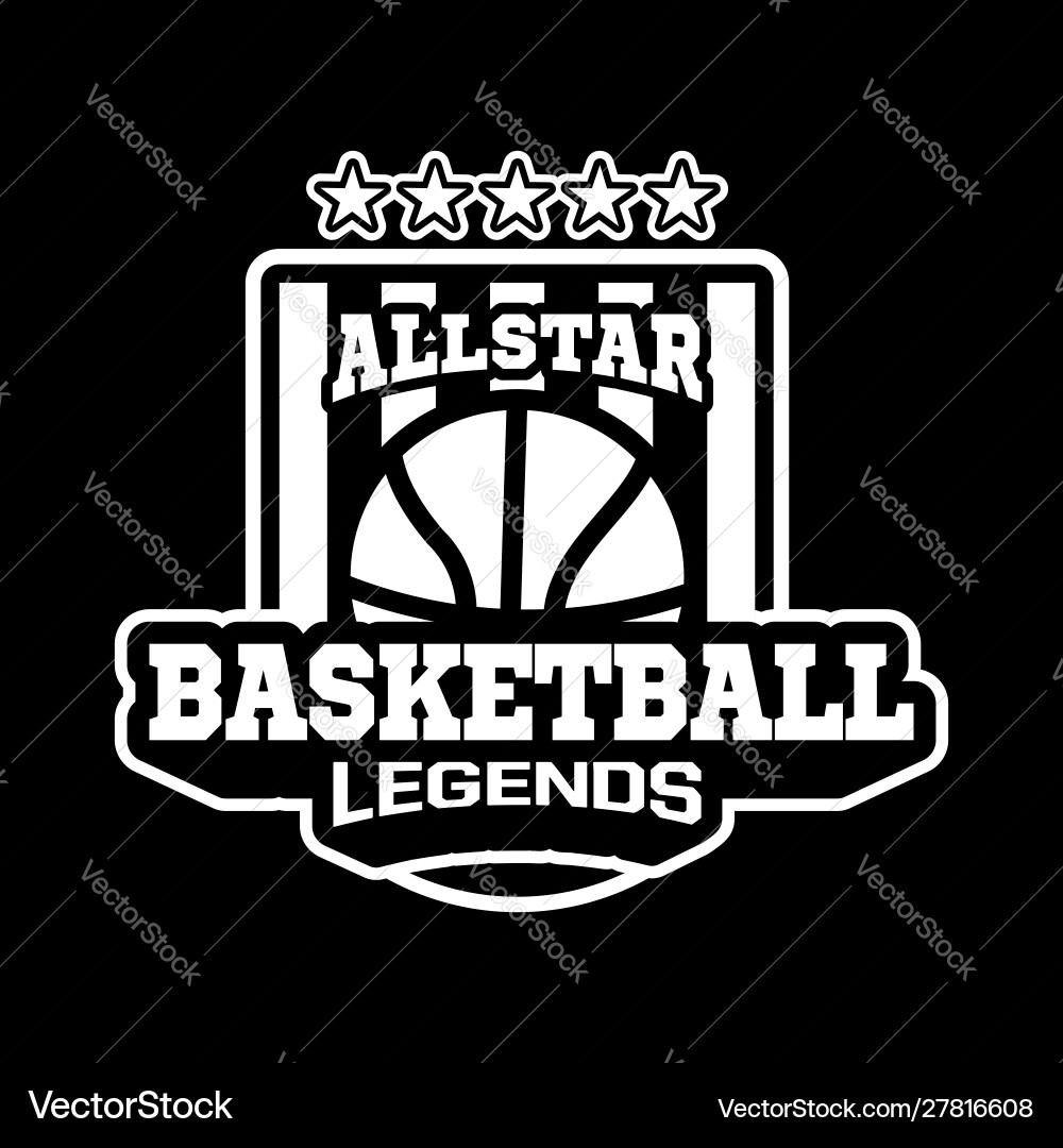 All Star Basketball Emblem Royalty Free Vector Image