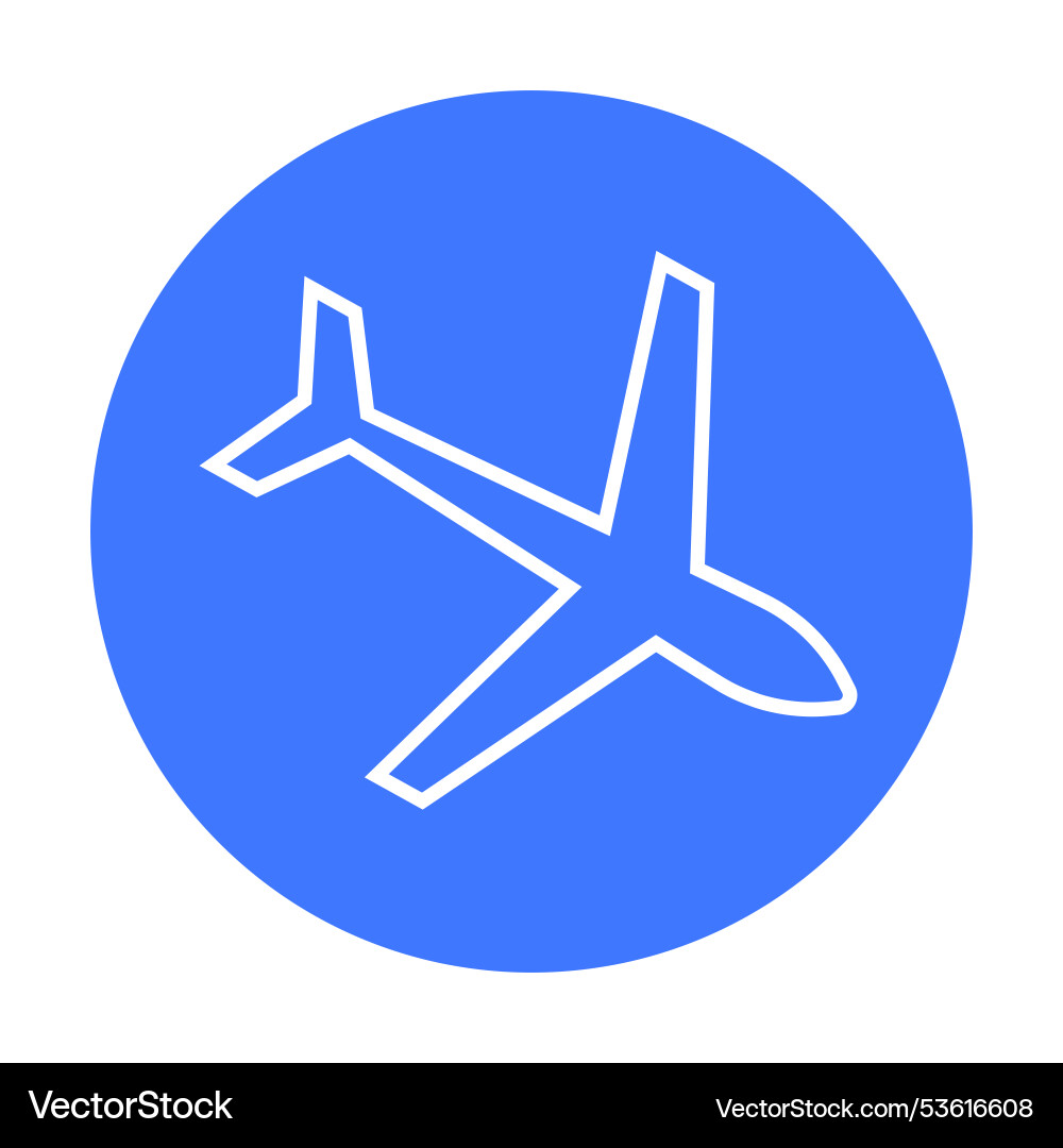 Blue circle with white airplane symbol signifying Vector Image