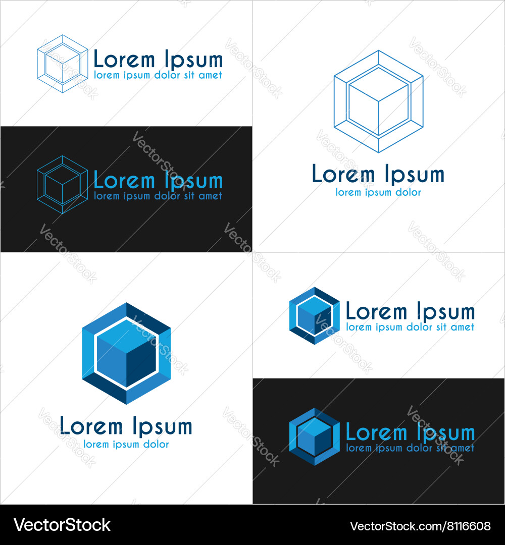 Blue cube logo templates Royalty Free Vector Image