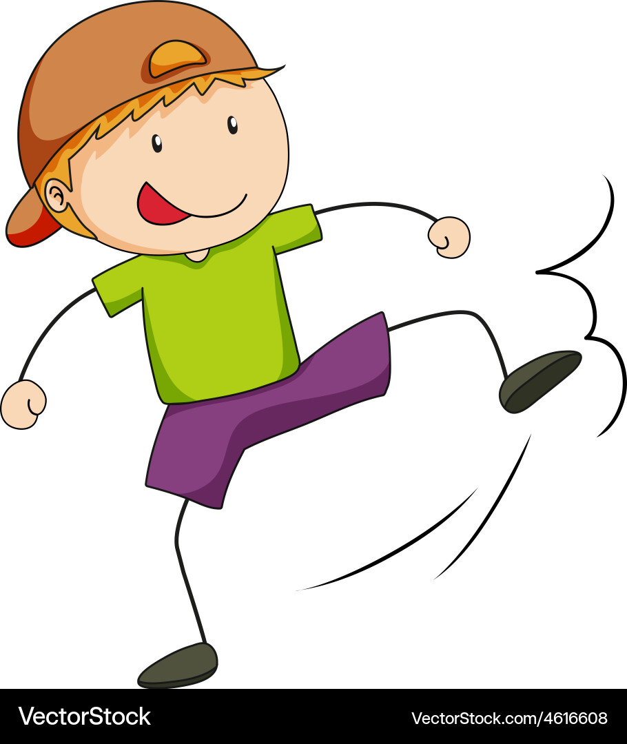 Boy kicking Royalty Free Vector Image - VectorStock