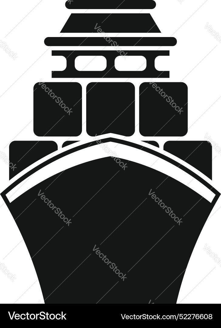Cargo ship carrying goods in containers front view