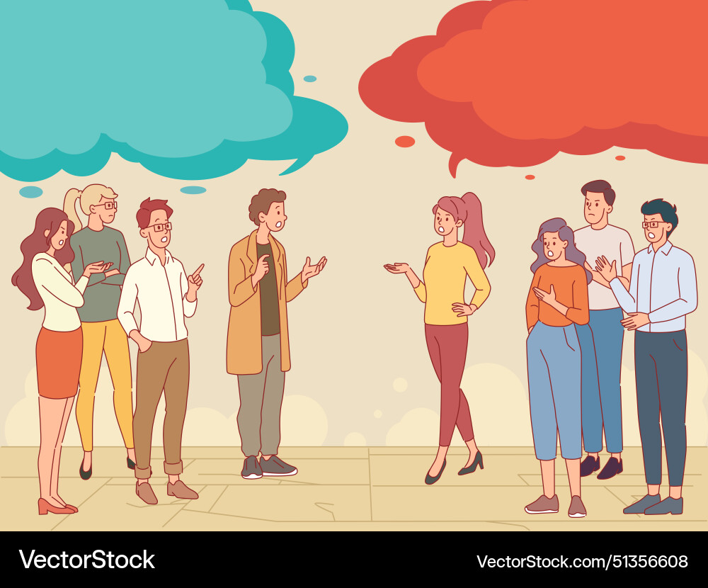 Confrontation people groups opposing opinions Vector Image