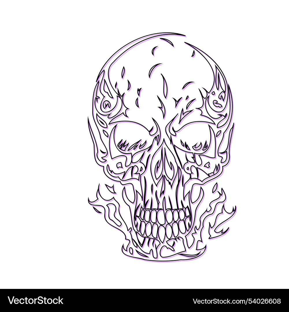 Cursed skull halloween sketch outline shadow Vector Image
