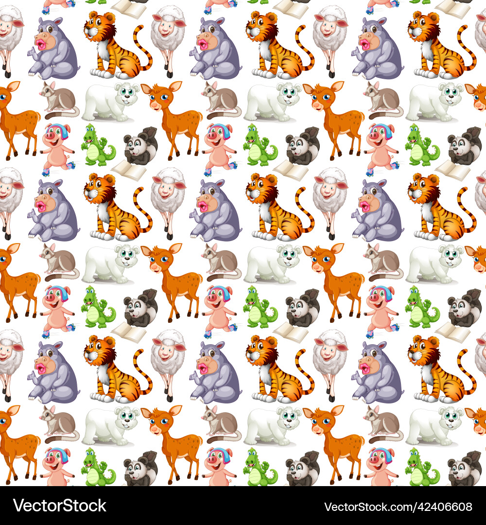 Cute animals cartoon set on white background Vector Image