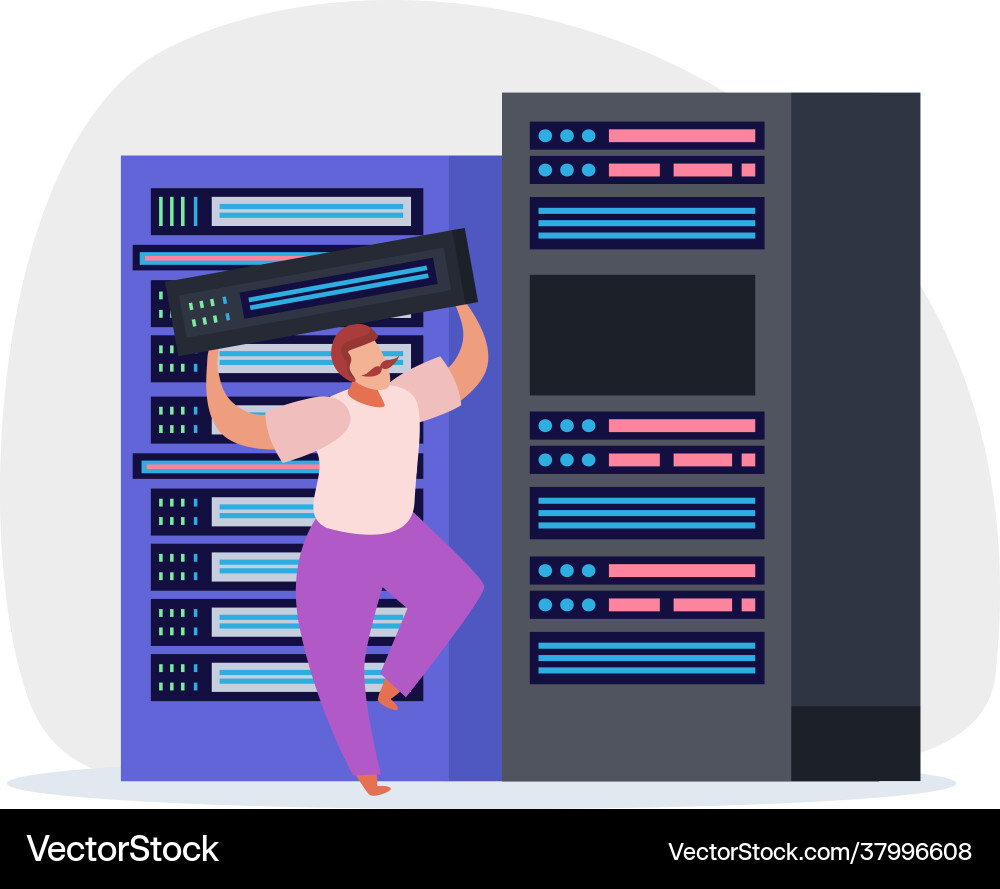 Flat network engineer icon Royalty Free Vector Image