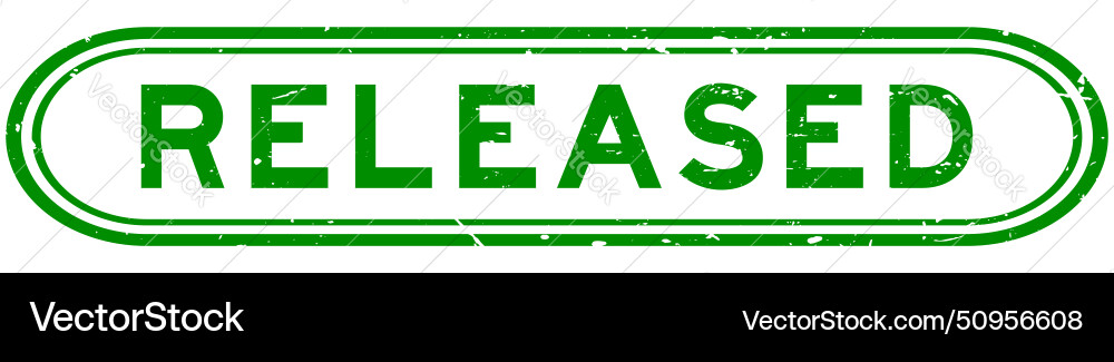 Grunge green released word rubber seal stamp Vector Image