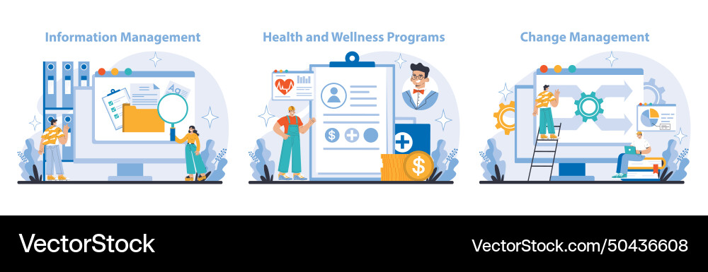 Management and support concept flat Royalty Free Vector