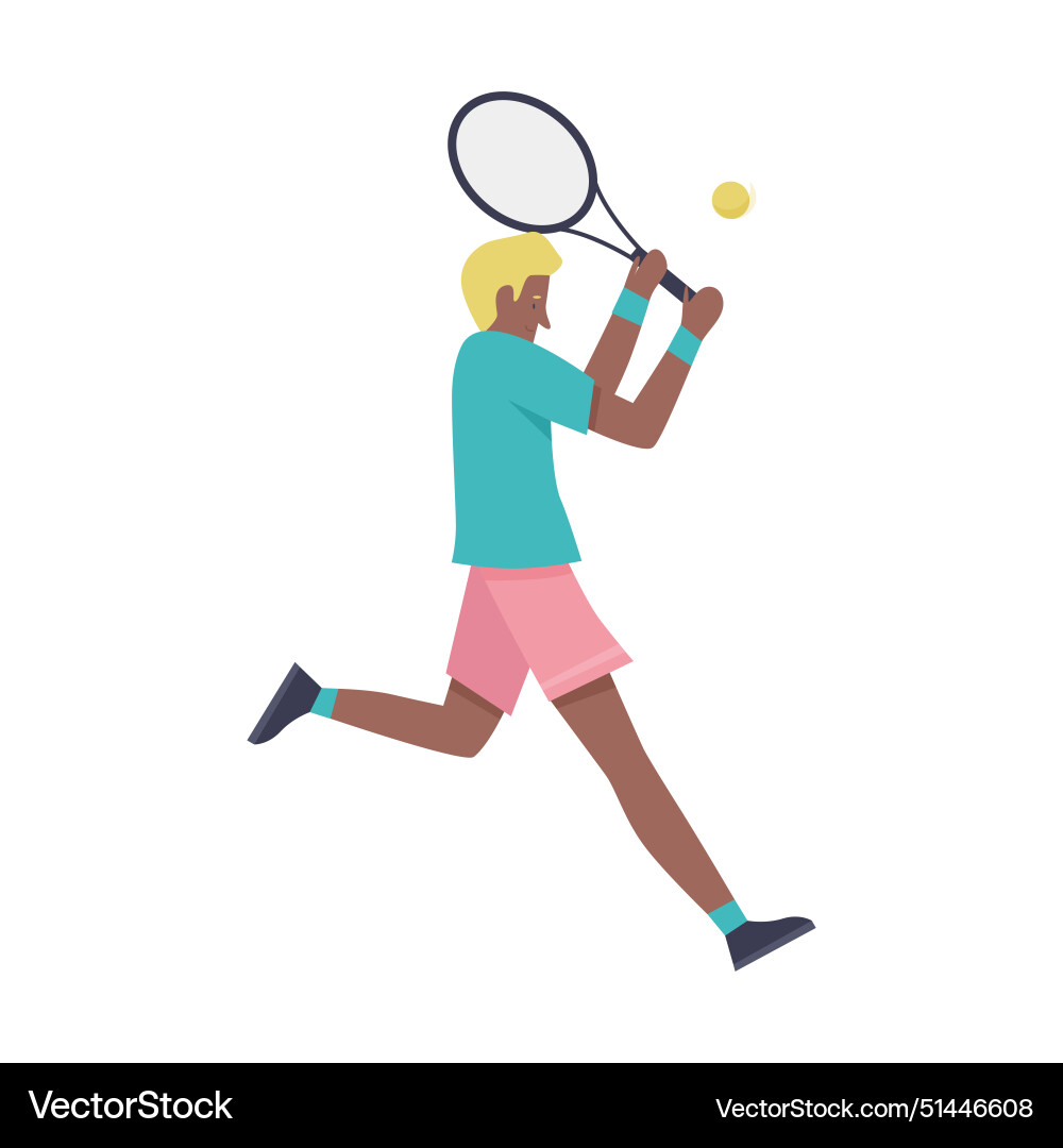 Player running after ball man holding racket Vector Image