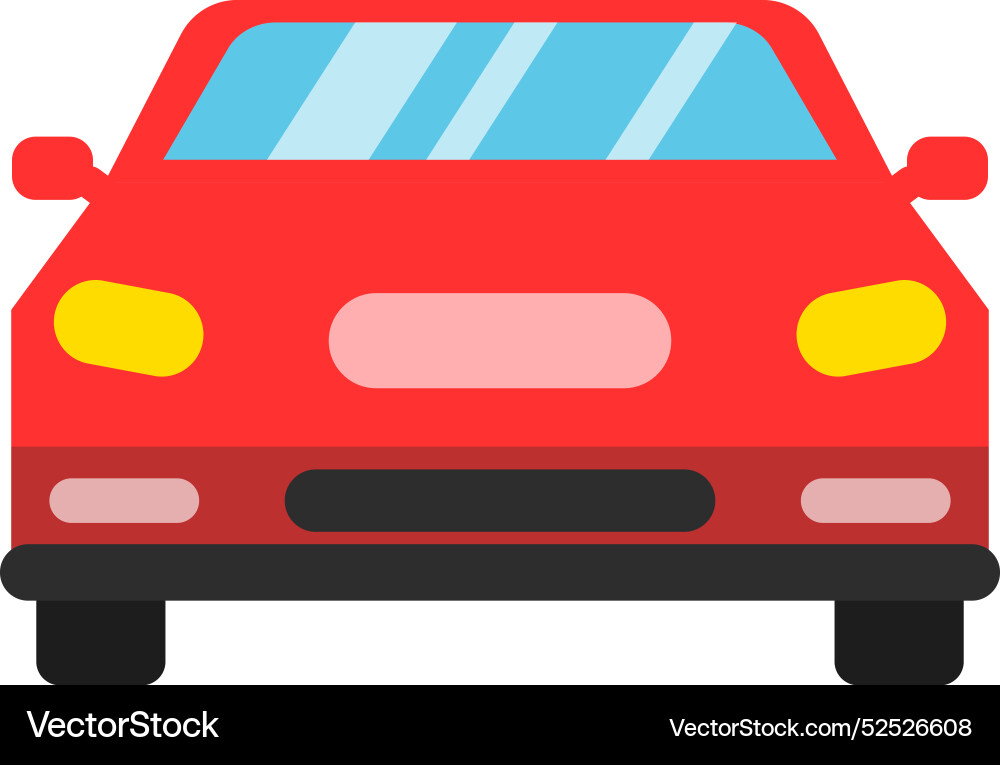 Red car front color icon transport symbol Vector Image