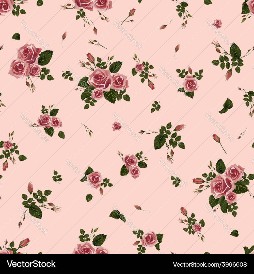 Seamless floral pattern with pink roses Royalty Free Vector