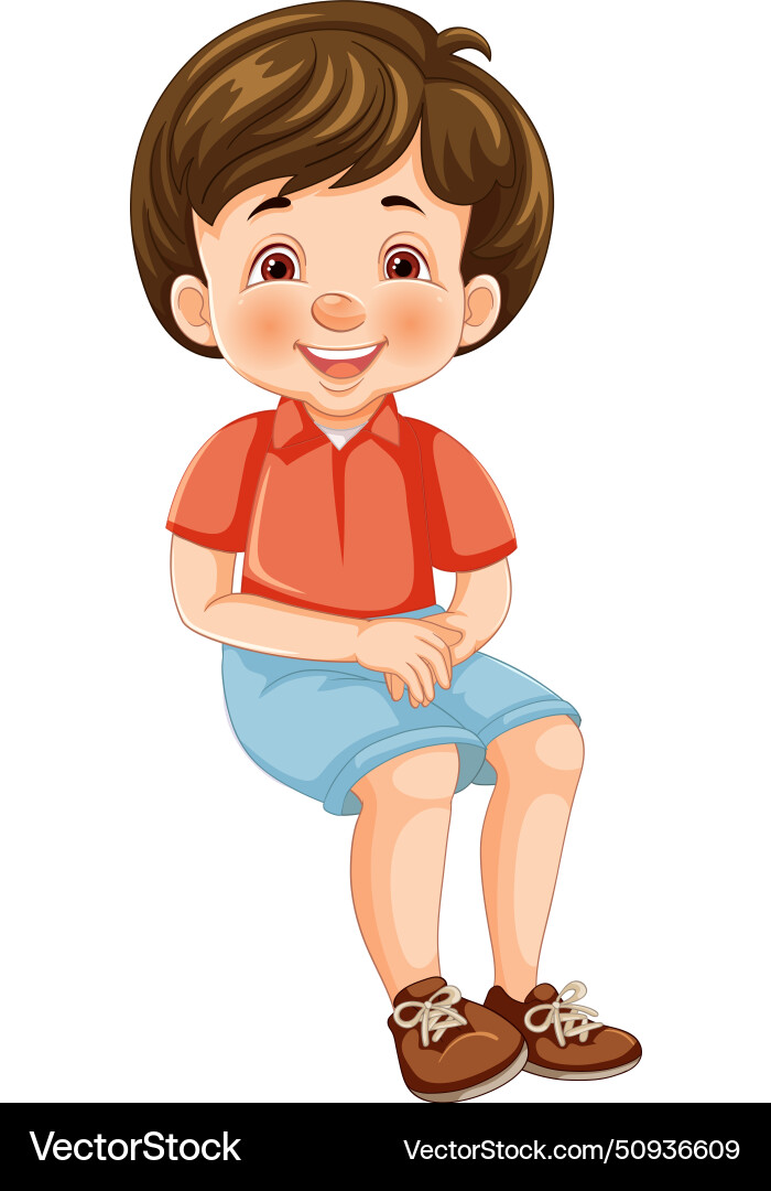 A cheerful young boy sitting Royalty Free Vector Image