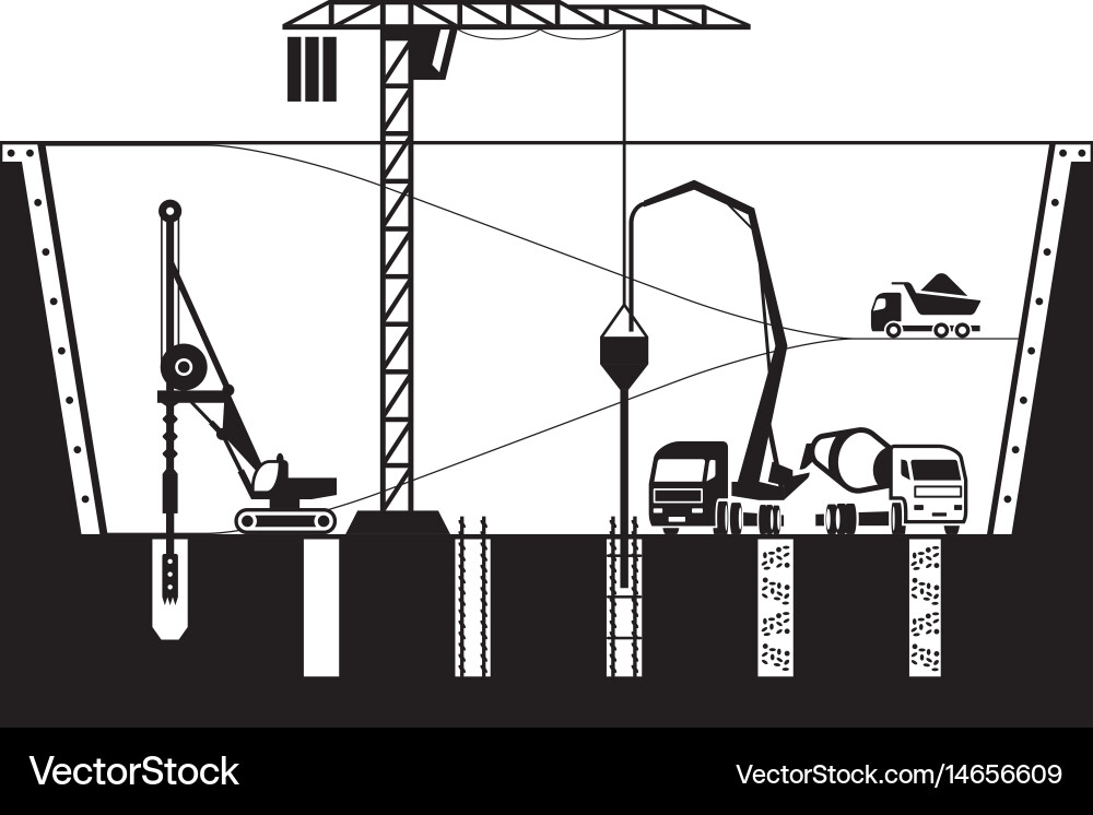 Construction of foundations a building Royalty Free Vector