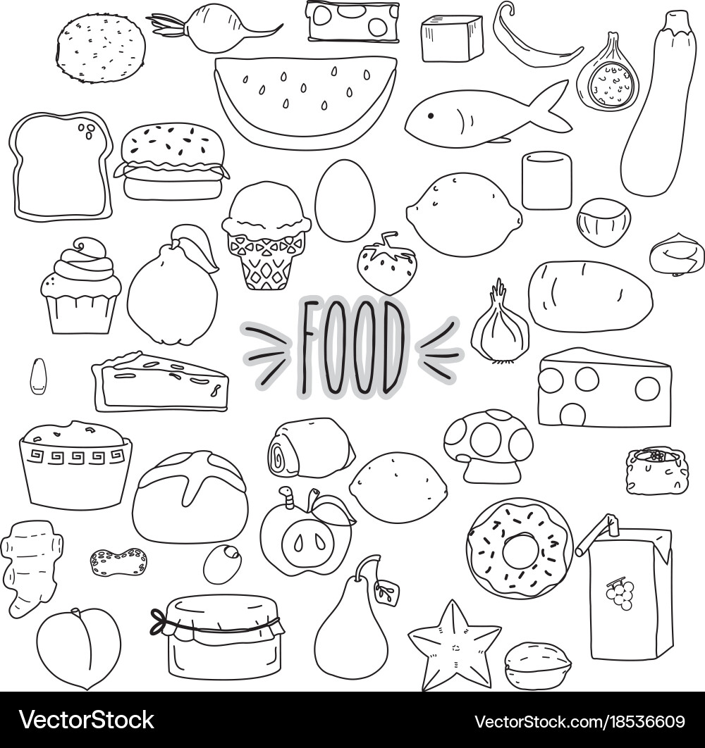 Hand drawn cut food outline Royalty Free Vector Image