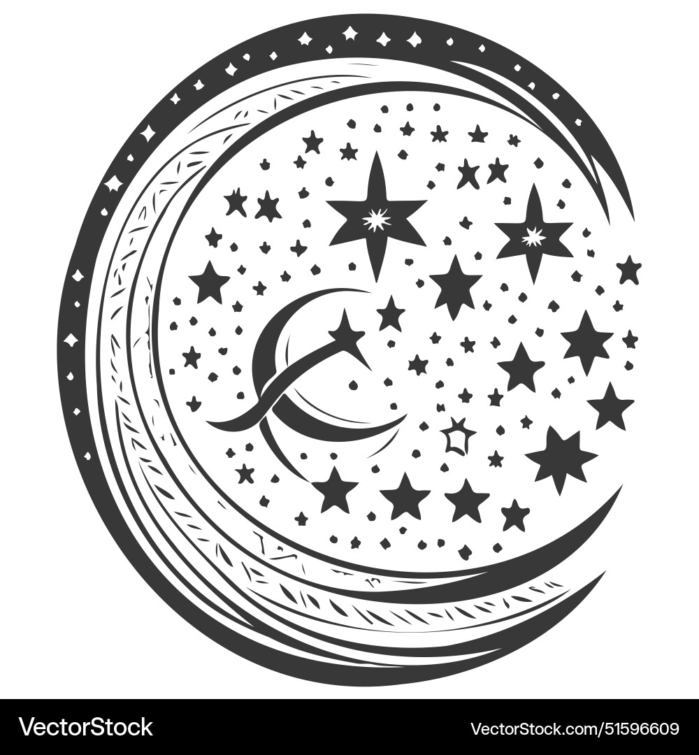 Moon star ramadan arabic islamic grey Royalty Free Vector