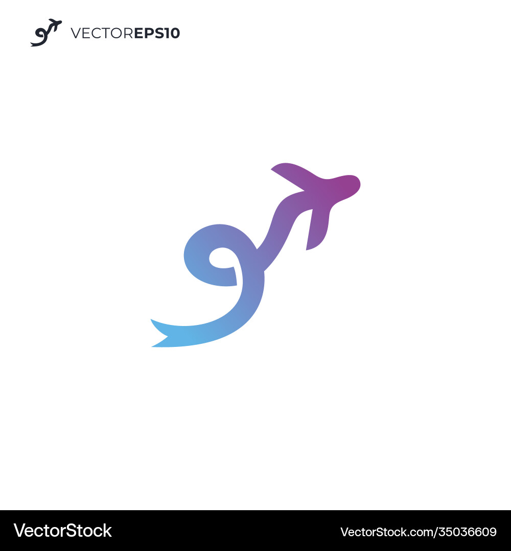 Plane and ribbon logo design Royalty Free Vector Image