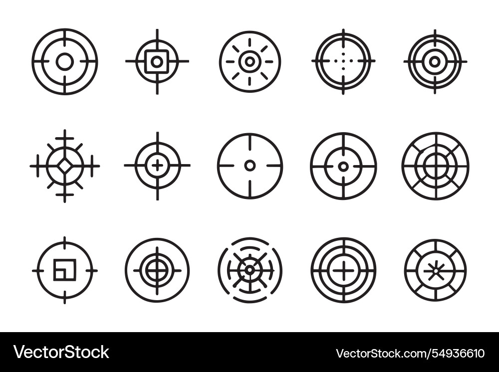 A collection of various crosshairs designed Vector Image