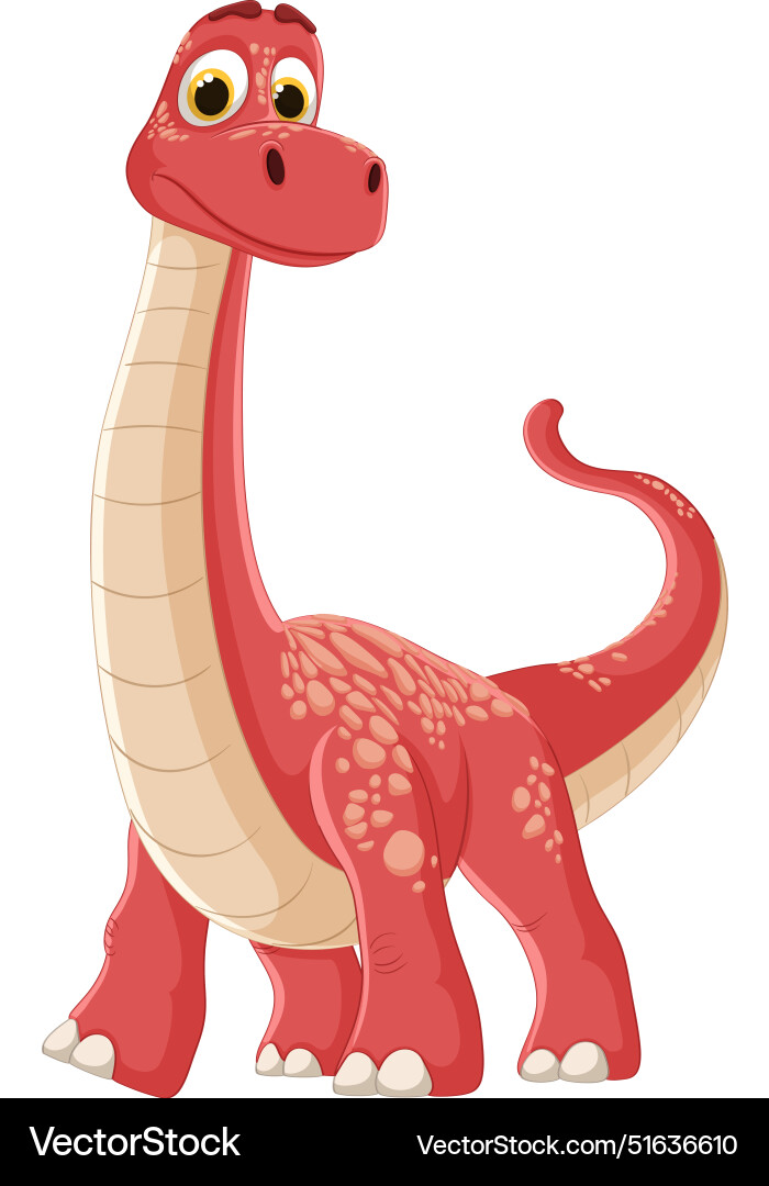 Adorable red dinosaur with a long neck Royalty Free Vector