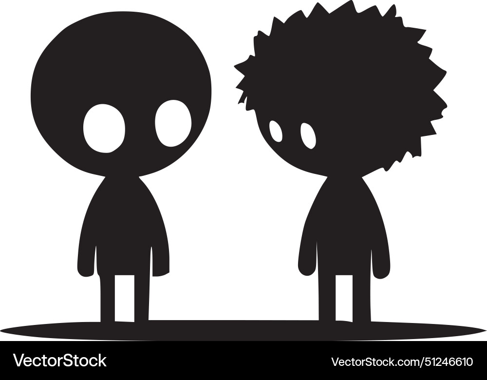 Best friends - black and white Royalty Free Vector Image