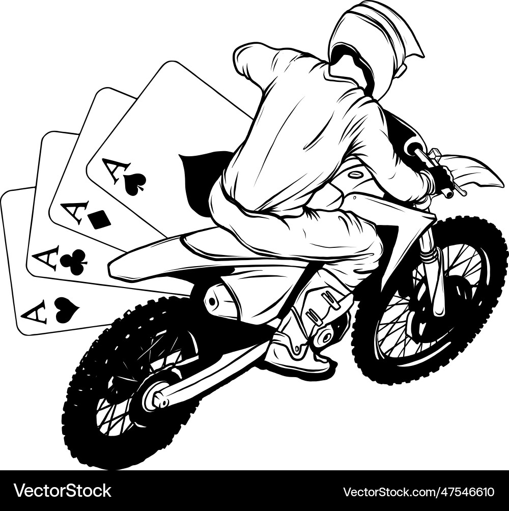 Black and white jumping racer riding Royalty Free Vector