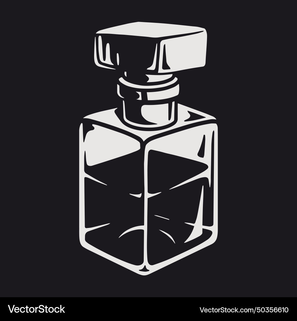 Bottle perfume monochrome vintage label Royalty Free Vector