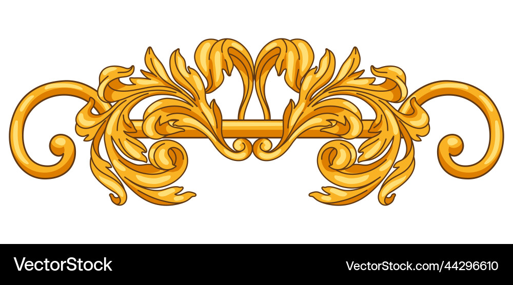 Decorative floral element in baroque style golden Vector Image