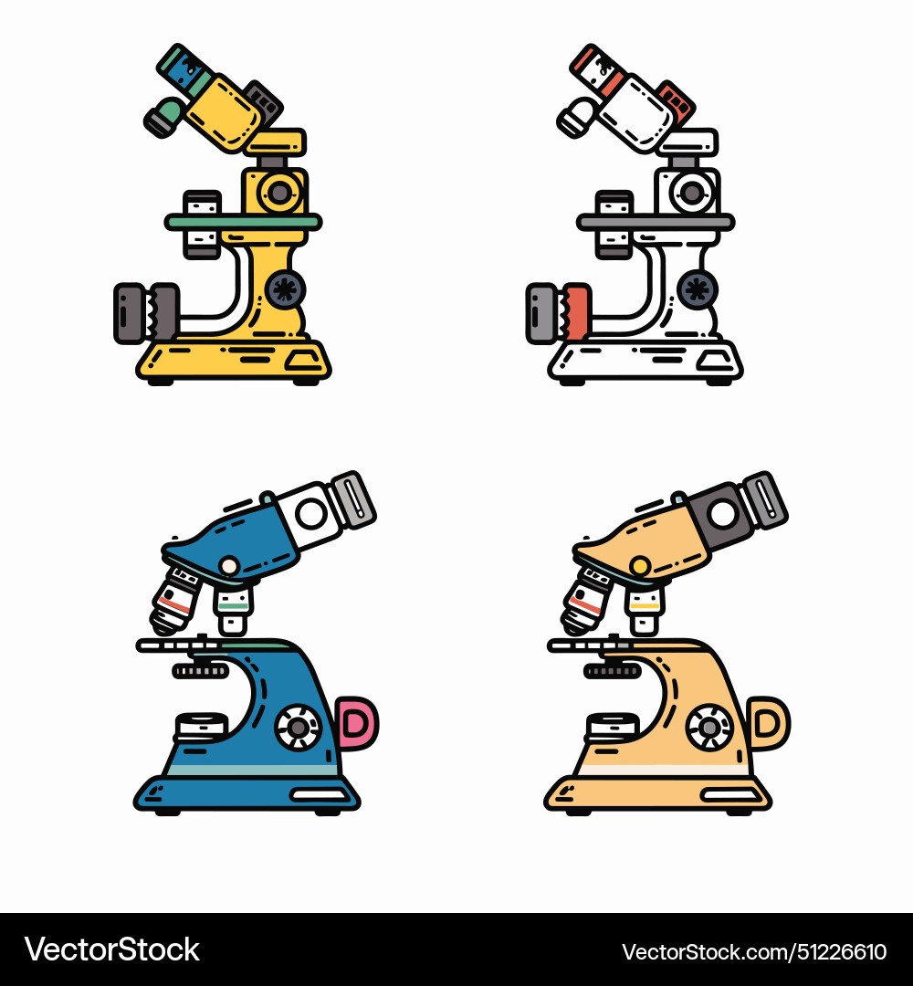 Four colorful microscopes Royalty Free Vector Image