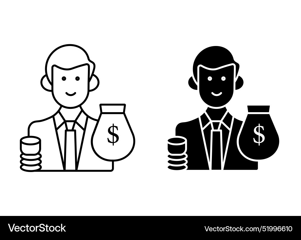 Investor outline icon drawing set Royalty Free Vector Image
