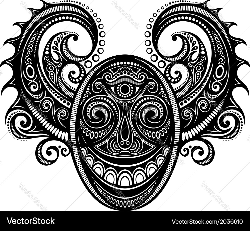 Ornate face of demon Royalty Free Vector Image