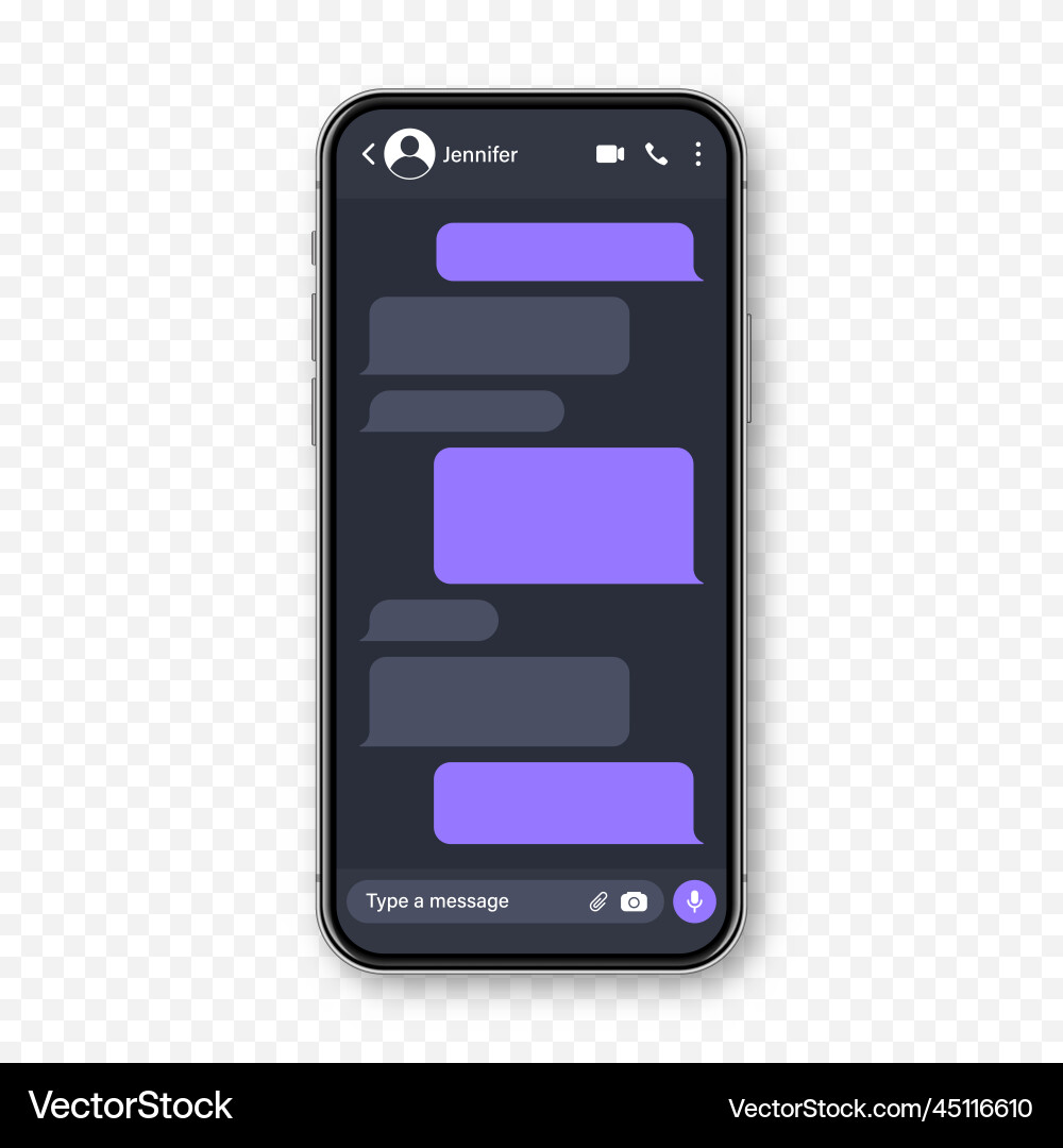 Realistic smartphone with messaging app blank sms Vector Image