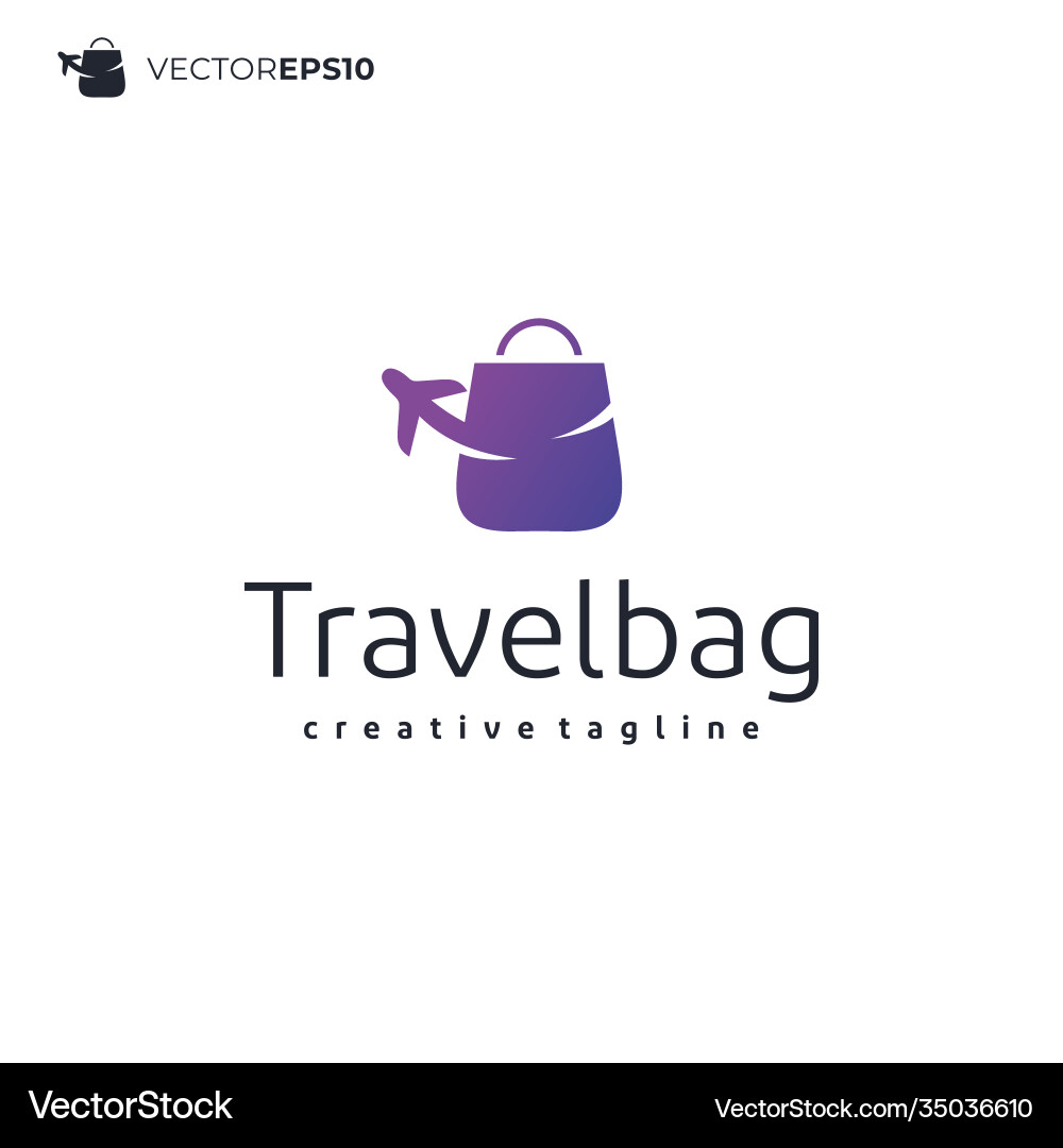 Travel plane bag logo design Royalty Free Vector Image