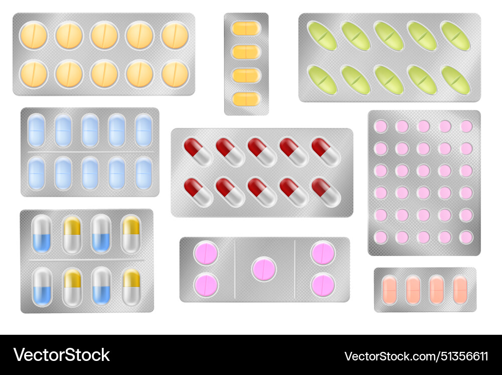 Colored pills different colorful medical tablets Vector Image