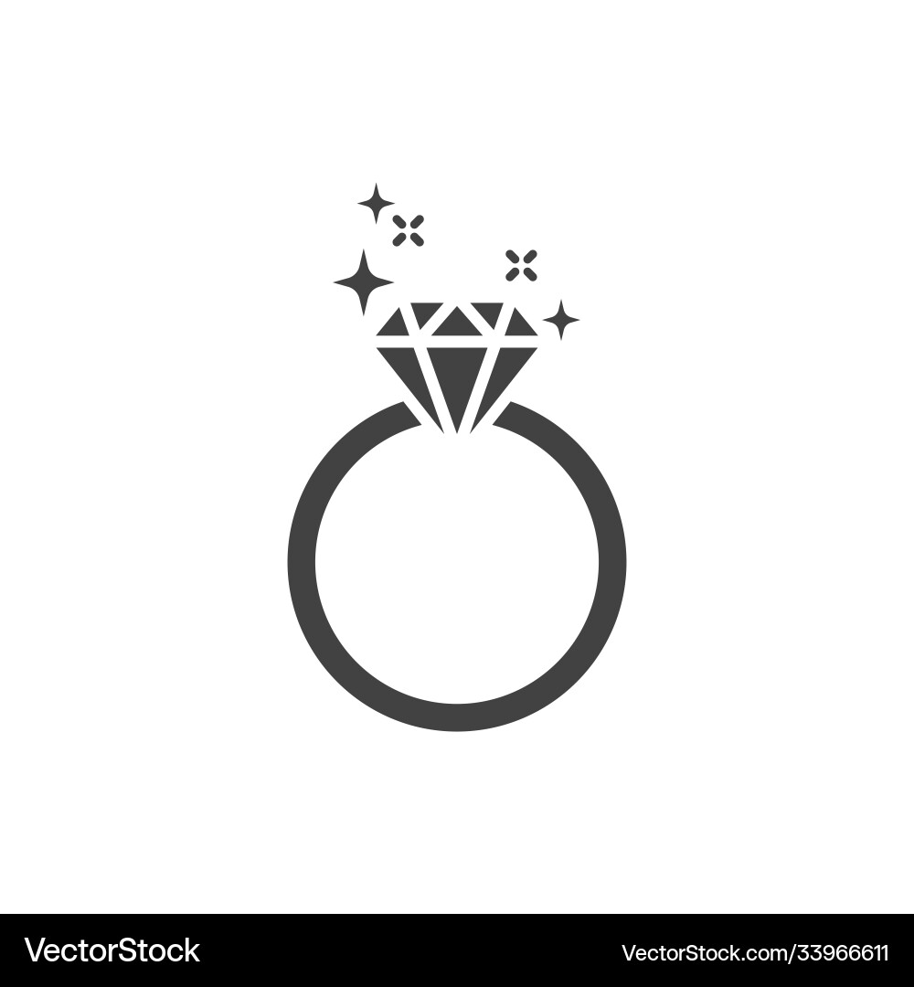 Diamond shiny ring black icon Royalty Free Vector Image
