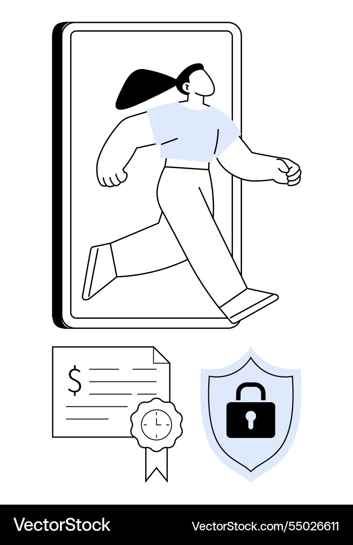 Digital transformation person exiting smartphone Vector Image