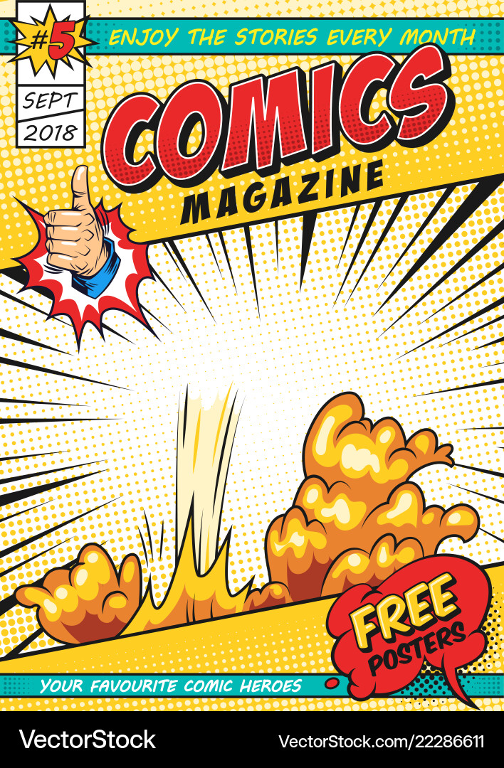 Dynamic Comic Magazine Cover Royalty Free Vector Image
