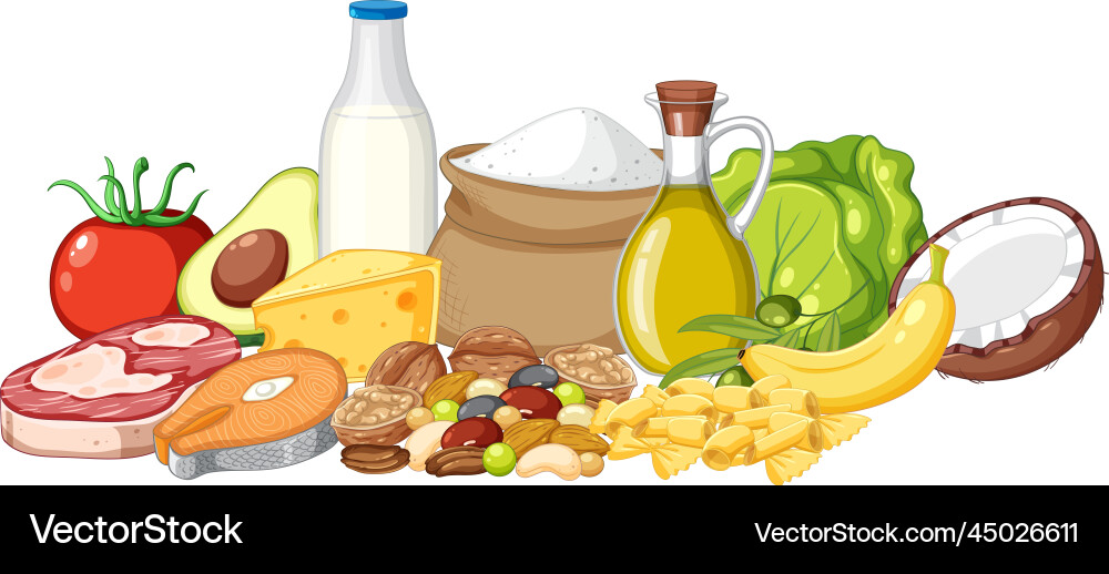 Five food groups isolated Royalty Free Vector Image
