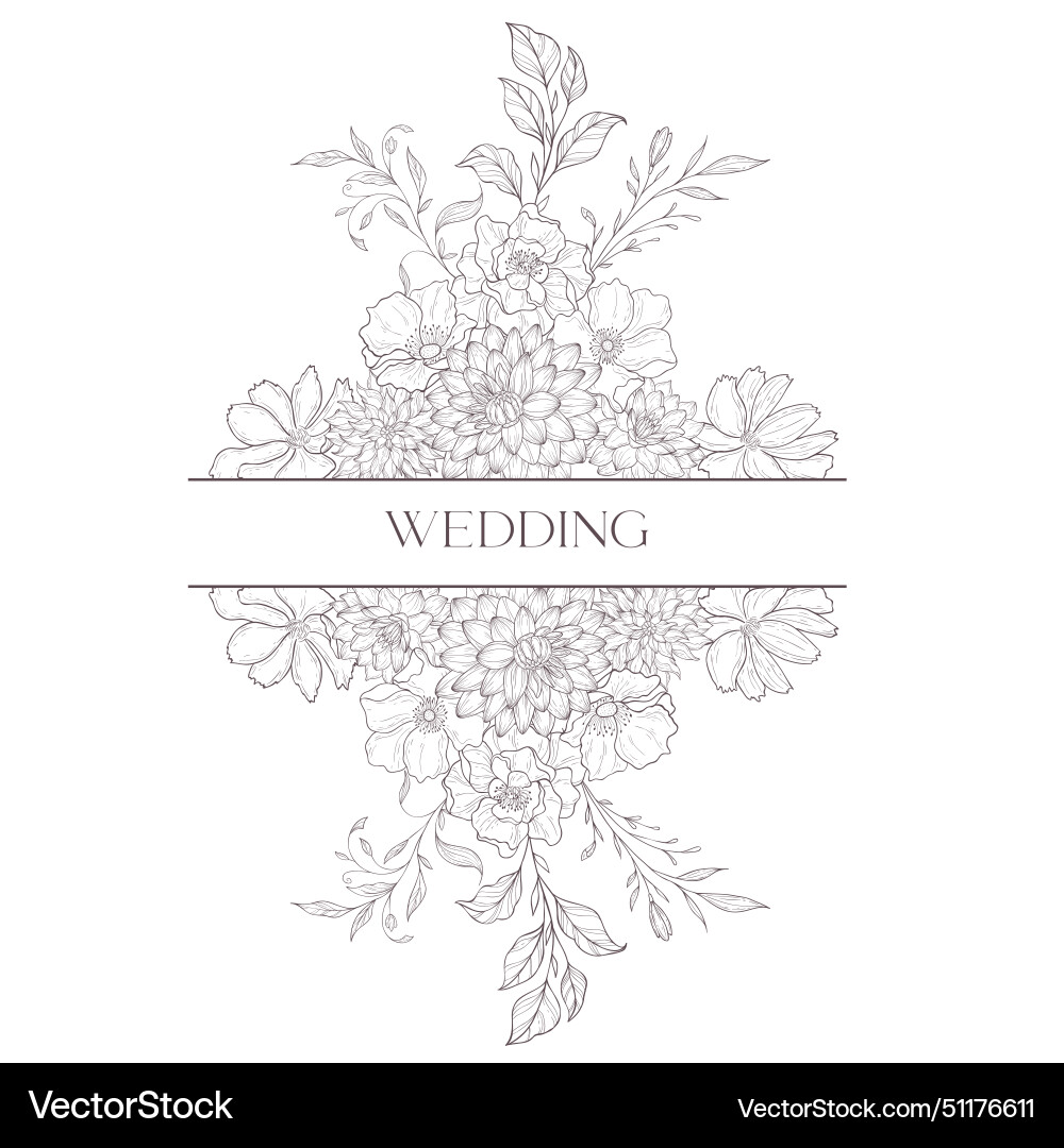 Line art wedding frame Royalty Free Vector Image