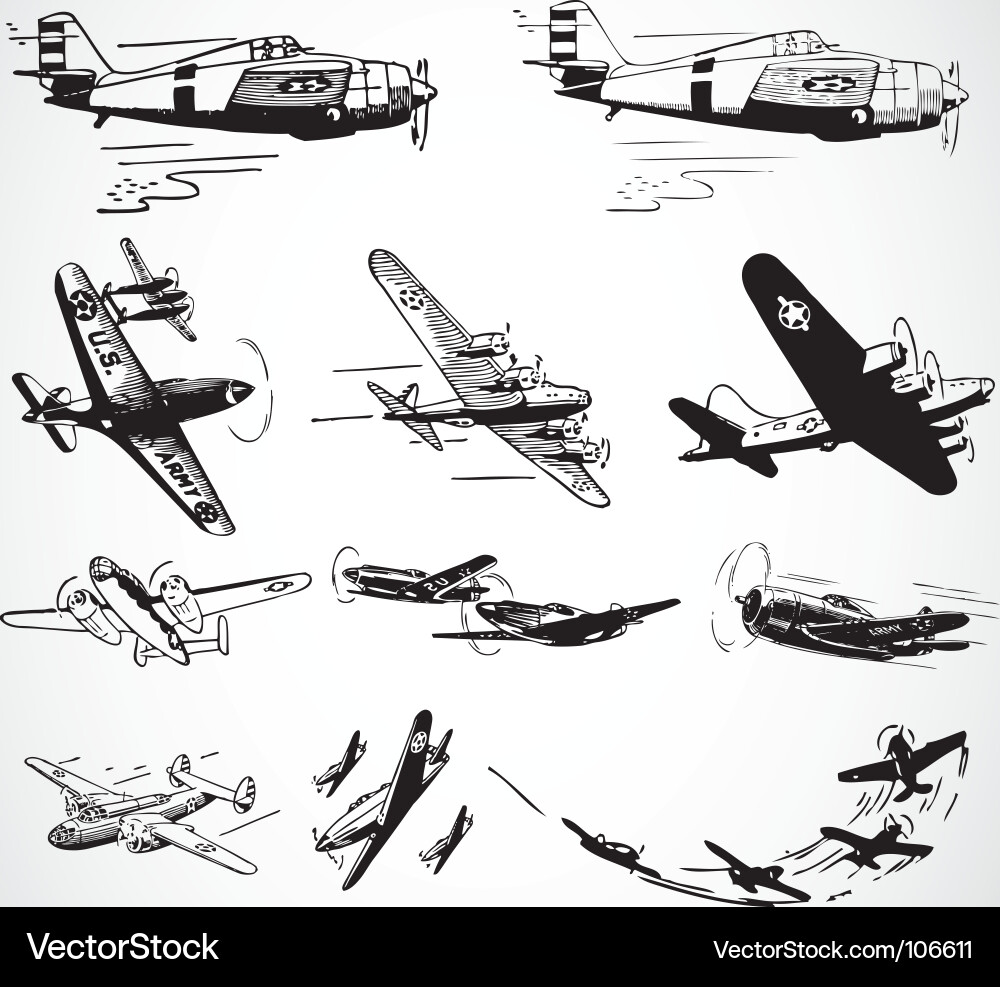 Military planes Royalty Free Vector Image - VectorStock