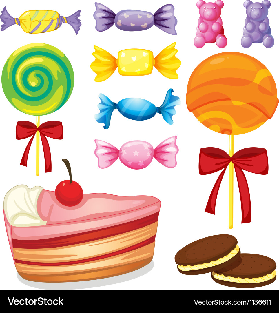 Various sweets Royalty Free Vector Image - VectorStock