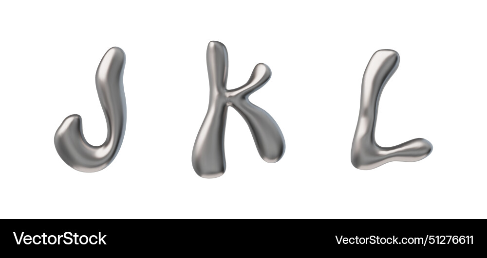 Y2k 3d letter set chrome and shiny design Vector Image