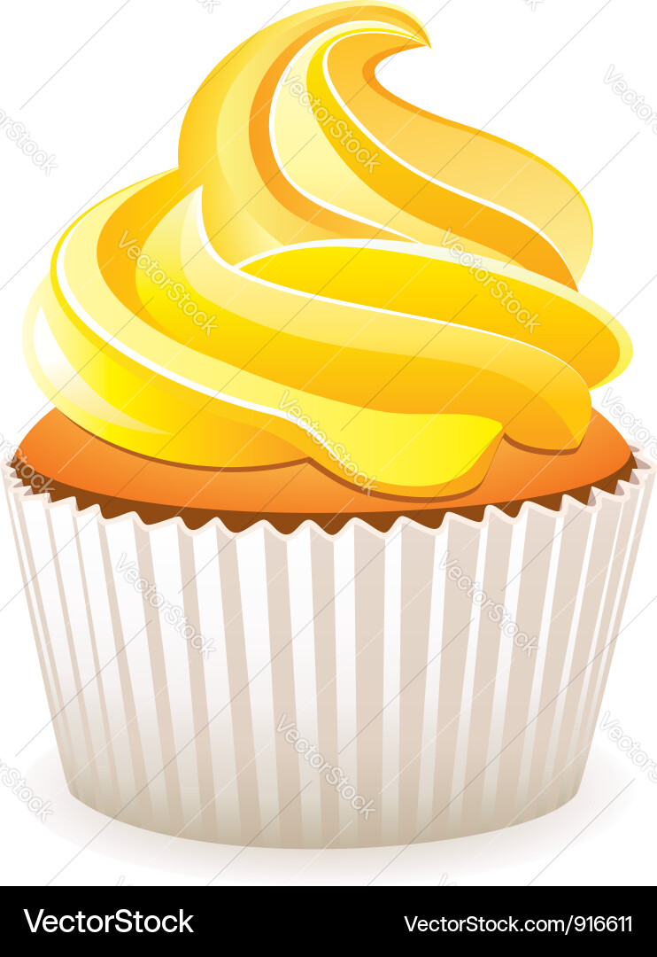 Yellow cupcake Royalty Free Vector Image - VectorStock